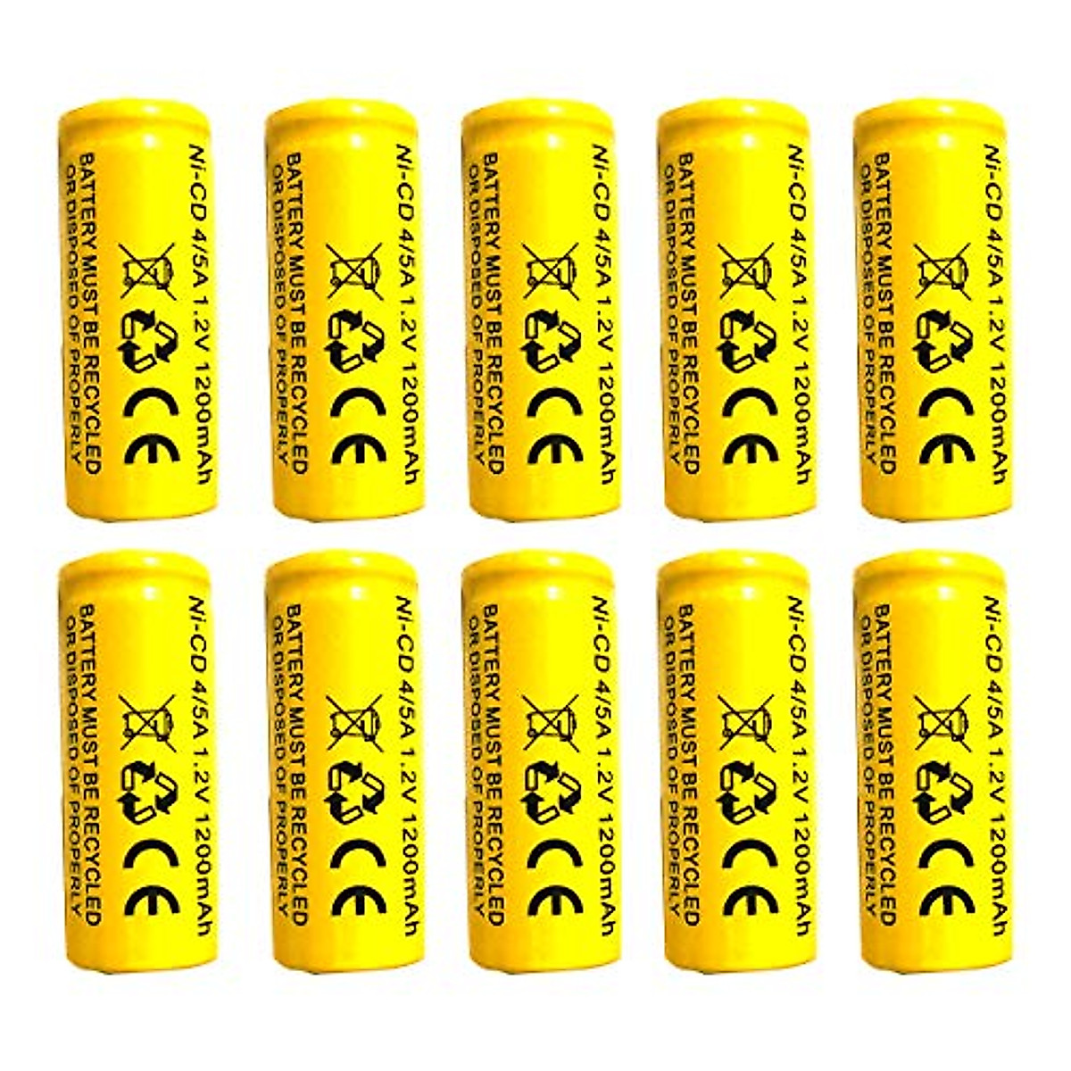 (10 Pack) Lithonia LES ELN LRES ELN Lithonia ELB1201N 1.2v 1200mah Ni-cd Battery Replacment for Exit Sign Emergency Light ELB-1210N ELB-1201N Sanyo KR-1200AUL KR1100AE KR-1500AUL