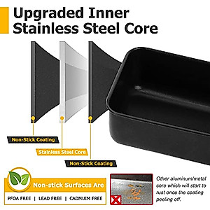 Homikit Loaf Pan Set of 2, 9 x 5 Inch Stainless Steel Bread Loaf Pans for Baking Homemade Banana Sandwich Cake, Medium Metal Meat Loaf Pan Tins Nonstick & Healthy, Oven Safe