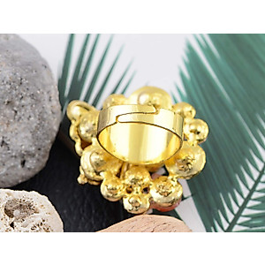 Alilang Golden Tone Shine Pink Crystal Rhinestones Enamel Butterfly Insect Flower Fashion Ring