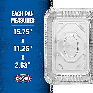 Kingsford Heavy Duty AllPurpose Aluminum Pans,Disposable Aluminum Foil Pans Ideal for Cooking, Baking, Steaming, Grilling, & Smoking Safe, Disposable Chafing Dish (Pack of 7)