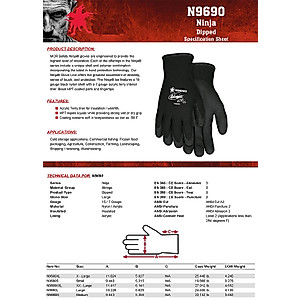 MCR Safety Memphis N9690S Black Unisex Protective Gloves, Size Small (Pack of 2)
