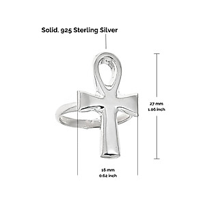 Better Jewelry INC Egyptian Ankh Cross .925 Solid Sterling Silver Ring (5.5 grams) (8)