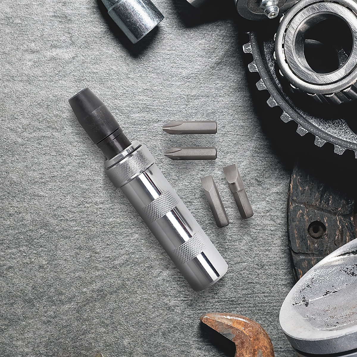 ABN Manual Reversible Impact Driver Set - Flathead 5/16 and 3/8in and Phillips #2 and #3 Hand Impact Driver Tool Bits