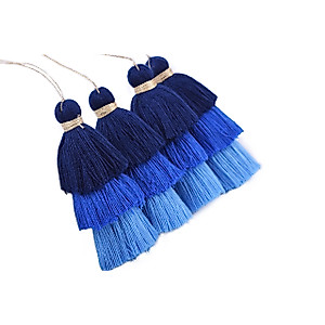 KONMAY 4pcs Tri-Layered Tassels with Hanging Loop for Jewelry Making, Clothing