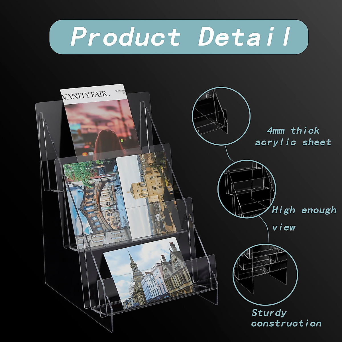 TINDERDRY Acrylic Greeting Card Display Stand Card Display Rack Sticker Display Stand Brochure Postcard for Retail Vendors Crafts Counter Tabletop Display Supplies