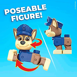 MEGA BLOKS Paw Patrol Chase's Patrol Car Building Set with 1 Chase Figure, 10 Blocks and Special Pieces, Toy Gift Set for Ages 3 and Up