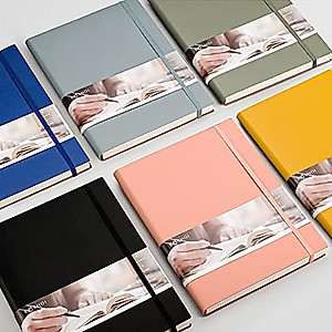 EMSHOI Notebook College Ruled - B5 Large Thick Notebook Leather Journal with Free Sticky Notes, 204 Numbered Pages,100gsm Thick Lined Paper, Softcover, 7.5"x10"-GrayBlue