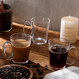 Unittype Set of 8 Glass Coffee Mugs 10 oz Clear Coffee Cups Glass Tea Cups Drinking Cappuccino Cup Glass Mugs with Handles for Cold or Hot Beverages Espresso Latte Juice