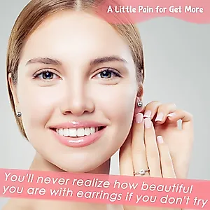 Honoson 6 Pieces Disposable Ear Piercing Gun Kit with Earrings - Self Ear Piercer for Men and Women, Portable Body Piercing Tools, Includes Studs (Pink, Bead Style)