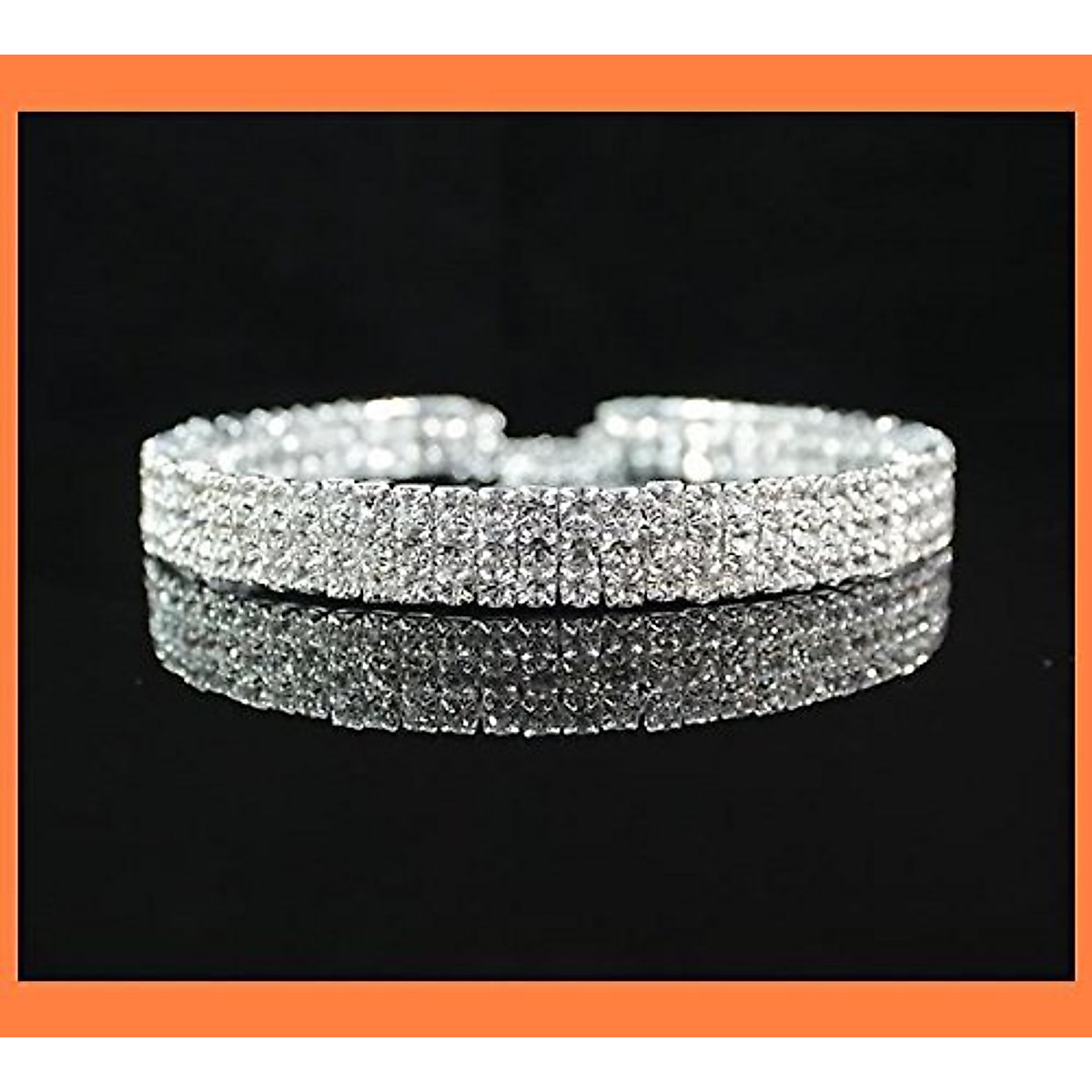 Janefashions 3-row Three-Row Clear Austrian Rhinestone Crystal Choker Necklace Collar Dance Party Wedding Prom Gold or Silver N175 (Silver)