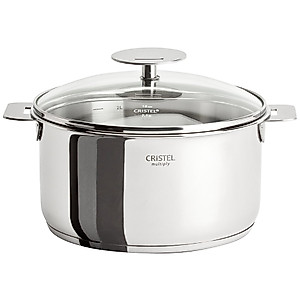 Cristel Multiply Stainless Steel 1 Quart Saucepan with Glass Lid