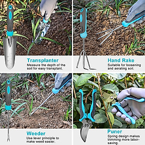 Gardening Tools, Carsolt 10 Piece Heavy Duty Stainless Steel Garden Tools Set with Ergonomic Rubber Handle. Variety of Gardening Hand Tools for Planting Gardening Kit with Gift Box Ideal Garden Gifts