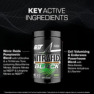GAT Sport Nitraflex Black, Extreme Pre-Training Formula, 40 Servings (Strawberry Kiwi)