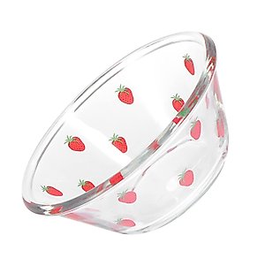 Cabilock Glass Salad Bowl Strawberry Fruit yogurt Bowl Household Glass Bowl Dessert Bowl Salad Bowl Food Container Party Tableware Decor (Random Pattern) Clear Glass Bowls