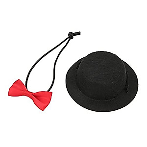 Reptile Hat and Bow Tie,Cute Adjustable Lizard Harness and Leash Soft Leather Bearded Dragon Valentine's Day Clothes Set for Amphibians and Other Small Pet