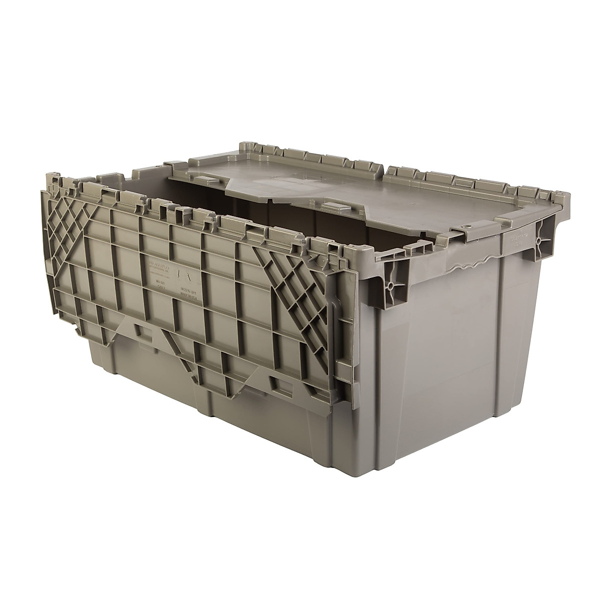 Hudson Exchange 27.3 x 17.2 x 12.6 (3 Pack) Storage Tote Distribution Container with Hinged Attached Lid, Gray/Brown