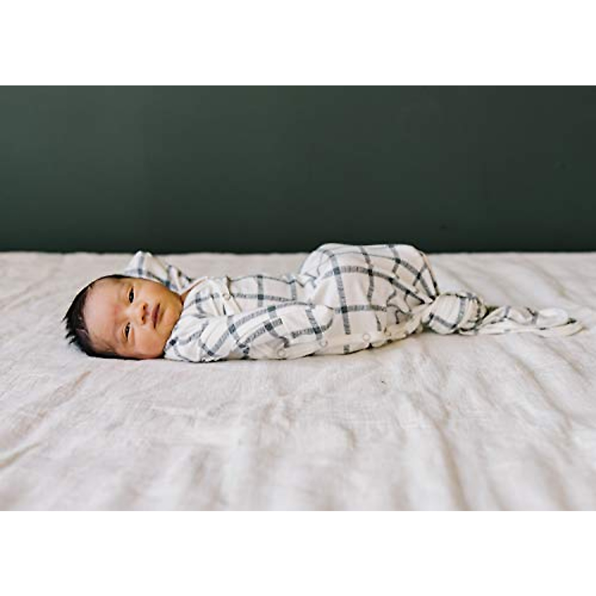 Copper Pearl Baby Gown - Knotted Newborn Sleepers for Baby Boy and Girl, Soft Stretchy Long Sleeve Infant Gowns with Bottom Tie and Hand Mittens, Perfect Hospital Coming Home Outfit (Ledger)