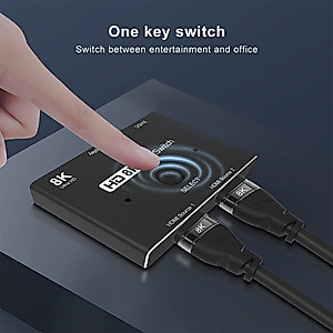 CABLEDECONN HDMI 2.1 Ultra HD 8K High Speed 48Gbps Directional Switch Adapter 2in 1out 8K@60Hz 4K@120Hz Converter Compatible with XBOX PS5 Projectors Monitors