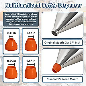 MyLifeUNIT Pancake Batter Dispenser, Multi-Caliber Stainless Steel Funnel Cake Dispenser with Stand Great for Pancakes, Cupcakes or Any Baked Goods