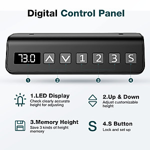 Sweetcrispy 55 x 24in Adjustable Height Electric Standing Computer Home Office Desk Ergonomic Workstation with 3 Memory Controller, 55"x24", Rustic Brown+Black