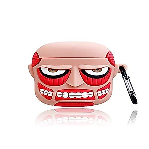 New 3D Cute Cartoon Airpods case,Suitable for Airpod pro, Soft Silicone,Fun Stylish Skin,Suitable Teenagers,Children,Girl,Boys (Colossal Titan-pro)