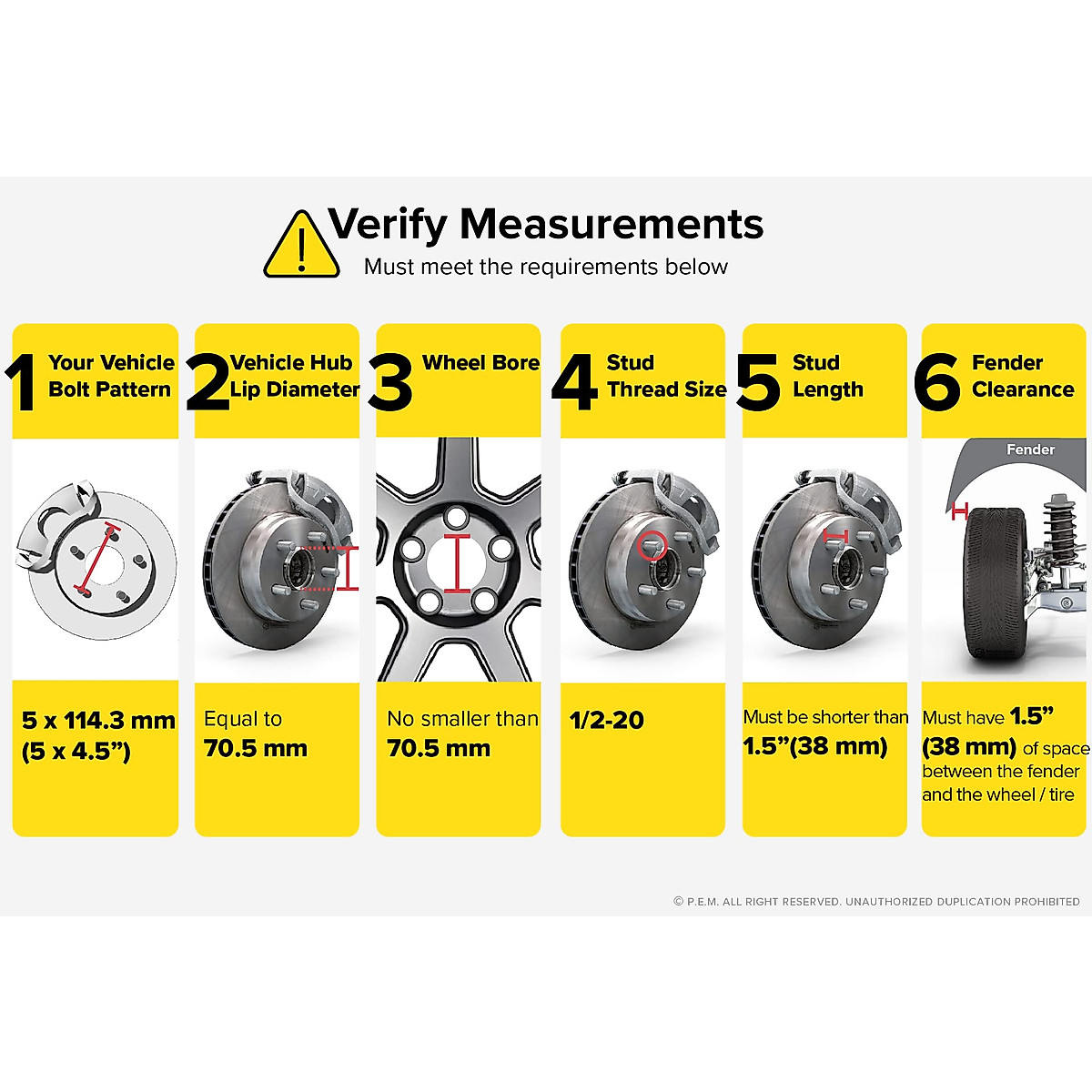 1.5 in StanceMagic Hubcentric 5x4.5 Wheel Spacers (70.5mm Bore, 1/2x20 Studs) Compatible with Ford Mustang Edge Crown Victoria Ranger Explorer, Lincoln Town Car Mark 7-Black 5x114.3 Adapters, 2 Pack