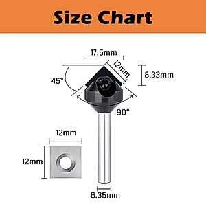 Genmitsu 1/4" Shank 90 Degree V Groove Carbide Inserts Router Bit, CNC Milling Machine Router Bits for Woodworking Carving, VG01