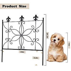 MIXXIDEA Garden Fence Animal Barrier Decorative Border Fencing 24.2 in x 10ft, Black – 5 Pieces