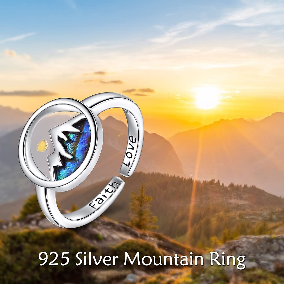 AOBOCO Mustard Seed Ring for Women 925 Sterling Silver Mountain Faith Ring Christian Mustard Jewelry Mothers Day Birthday Gifts for Mom (Mustard Seed Ring)