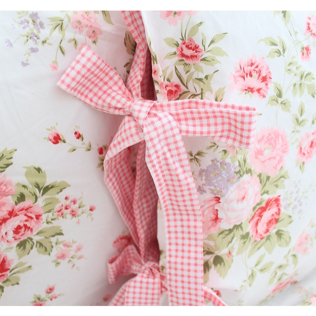 FADFAY 7Pcs Full Size Premium Cotton Rose Floral Duvet Cover Sheets Set,1 Duvet Cover+1 Flat Sheet+1 Fitted Sheet+ 4 Shams