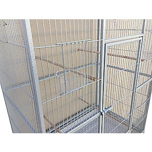 64" Extra Large Wrought Iron Side Nesting Box Doors for Flight Breeding Canary Parakeet Cockatiel Lovebird Finch Bird Flight Home Cage with Removable Rolling Stand
