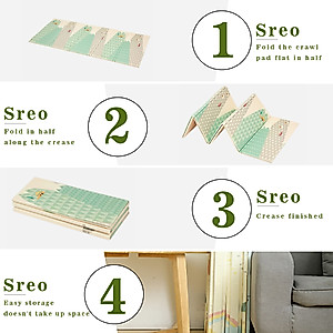 Eanpet Baby Play Mat Folding XPE Thick Foam Playmat Floor Non-Slip Large Foam Reversible Area Rug Waterproof Baby Toddler Play Crawl Mat, Portable Non-Toxic Activity Mat - 5 x 7 FT (Sea)