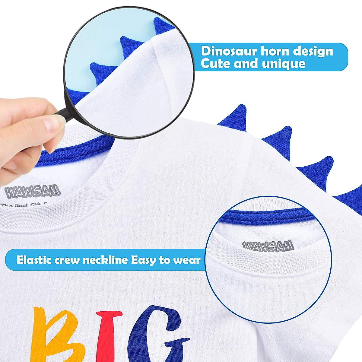 Dinosaur Big Brother Announcement T Shirt Sibling Outfits for Toddler Boys 100% Cotton Promoted to Big Brother Shirt White Print Colorful Short Sleeve Top Tee Gift (White, 4T)