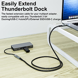 CABLEDECONN USB4 8K Cable 0.8M Thunderbolt 4 Compatible USB 4 Type-c Male to Female Extension Cable Ultra HD 8K@60Hz 100W Charging 40Gbps Data Transfer Compatible with External SSD eGPU