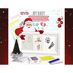 Baby Hand and Footprint Kit - Newborn Keepsakes for Baby Boys and Girls - Non-Toxic Ink and Clay Kit with White Photo Frame, for Baby Shower, Baby Registry and Nursery Decor.