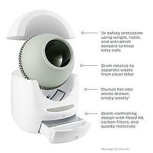 Leo's Loo Too by Casa Leo - No Mess Automatic Self-Cleaning Cat Litter Box Includes Charcoal Filter, Built-in Scale, Smart Home App with Voice Control