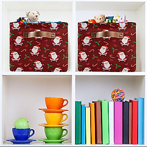 ALAZA Christmas Santa Claus Gift Red Foldable Storage Box Storage Basket Organizer Bins with Handles for Shelf Closet Living Room Bedroom Home Office 1 Pack