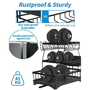 3 Tier Dish Drainer Rack for Kitchen Counter, Large Capacity Dish Drying Rack with 360° Rotating Drainboard, Dish Drainers for Kitchen Sink, Countertop Large Detachable Stainless Steel Dish Rack