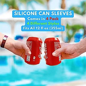 (4 Pack) Can Covers that Look Like Soda, Silicone Sleeves for Cans, Can Wraps, Fits All 12FL OZ 355ml