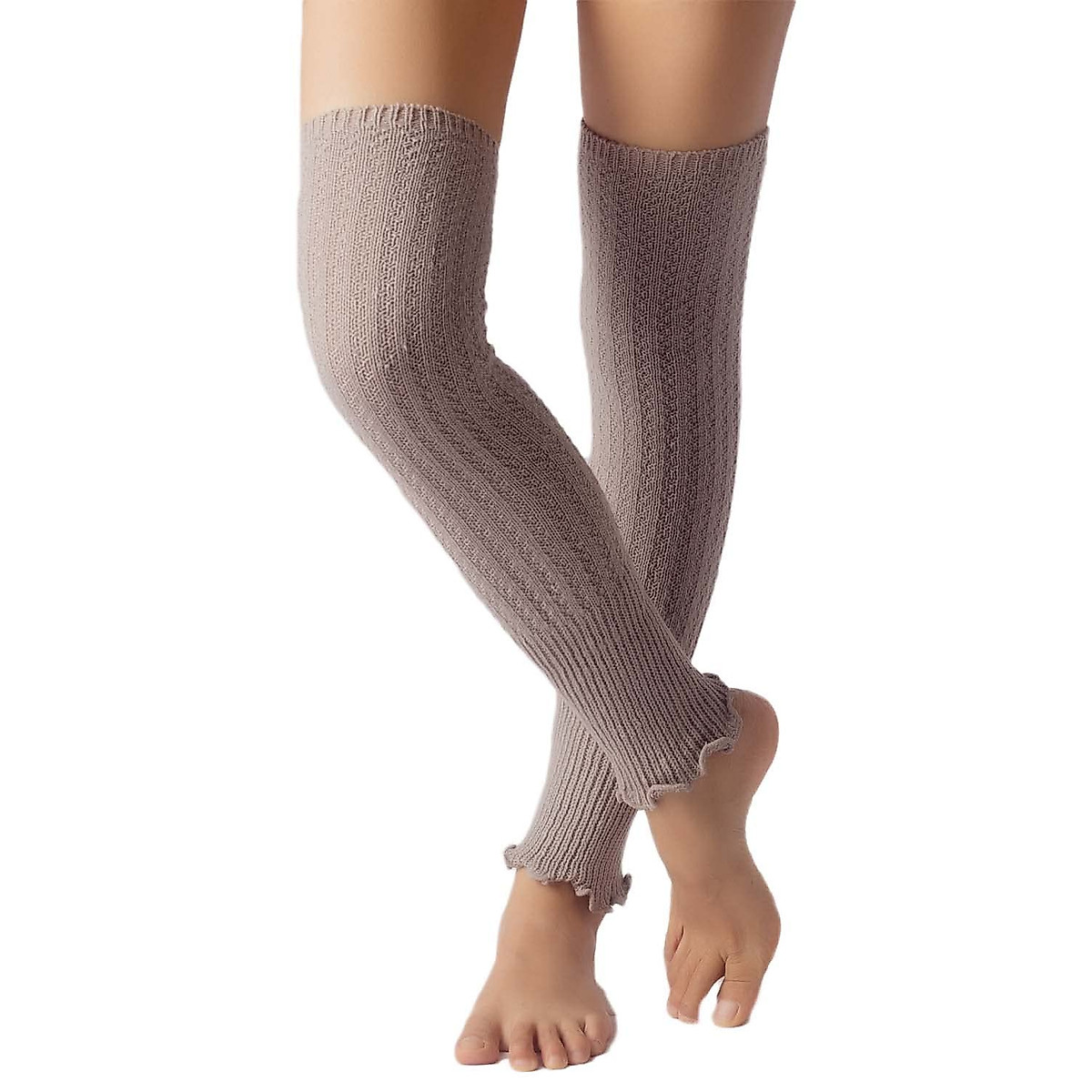 iB-iP Women's Ballet Dancer Running Aerobics Costume Stretch Leg Warmer, Size: One Size, Light Grey