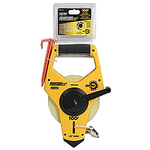 Johnson Level & Tool 1809-0100 Geared Open Reel Fiberglass Tape, 100', Yellow, 1 Tape