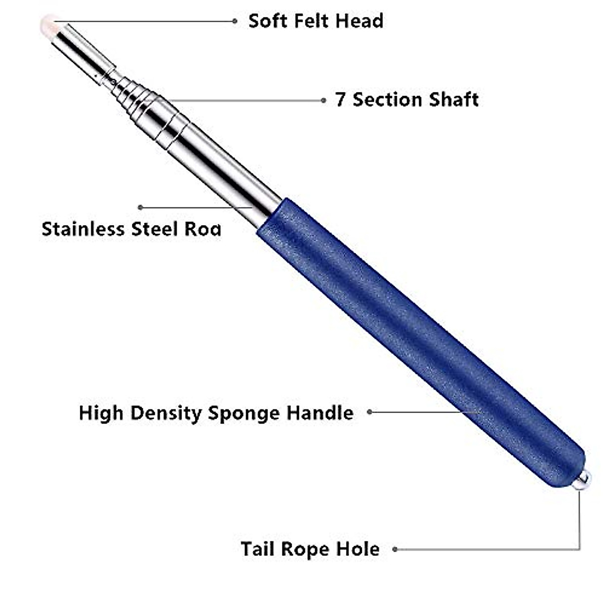Telescopic Pointer Stick with Hand Lanyard, Teacher Pointer for Classroom, Presentation Pointers for Teachers, Hand Pointer Extendable Pointer Stick Retractable Pointer Pen Whiteboard Pointer (Blue)