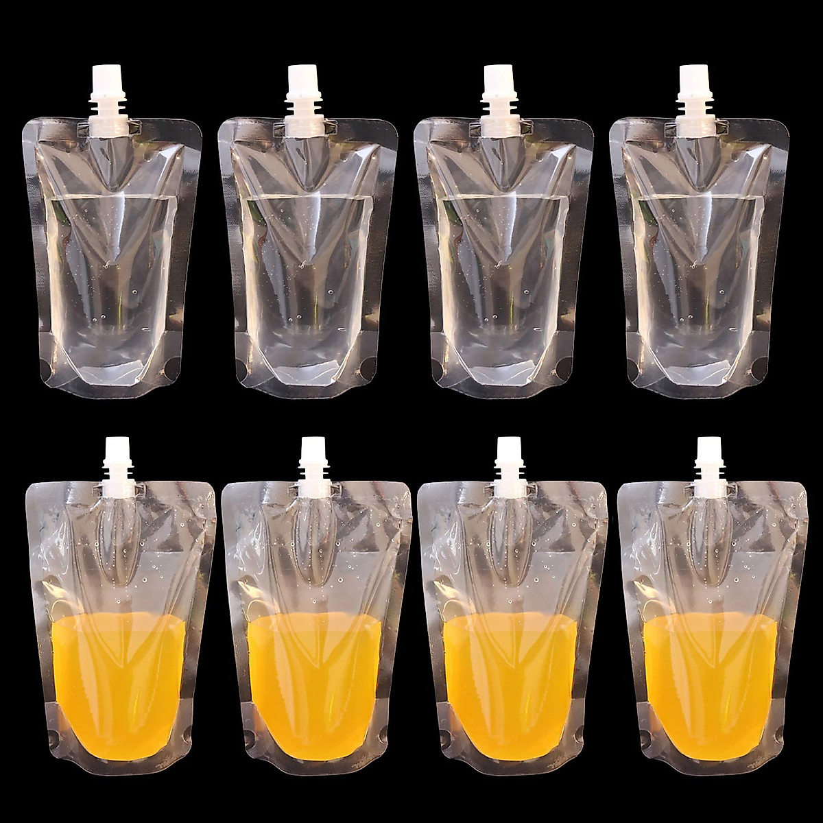 RONRONS 50 Pieces 200ml/6.76oz Plastic Flasks Liquor Cruise Pouches Reusable Liquid Spout Bags Transparent Drinking Pouch Large Capacity Beauty Liquids Containers Concealable Sneak Alcohol Travel Bag