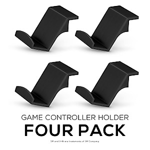 BRAINWAVZ 4 Pack - Game Controller Desktop Stand Holder for Xbox ONE 360 Switch PS4 STEAM PC Nintendo, Universal Gamepad Accessories - No Screws, Stick on, Black