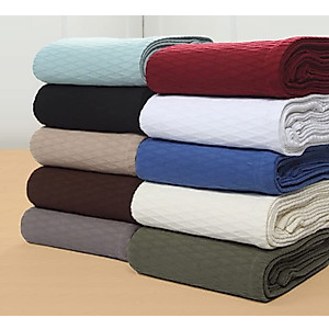 SUPERIOR Diamond Weave Blanket, 100% Cotton Cover for Home, Couch, Bed, Soft, Warm Blankets, Boho Aesthetic, Comfy, Cozy, and Cute Covers, Decorative Bedding Essentials, Full/Queen, Forest Green