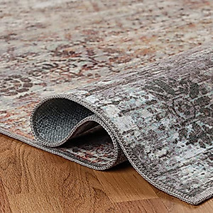 SUPERIOR Diamond Medallion Washable Rug, Cotton Backing, Pet & Kid Friendly, Easy Care, Non-Slip Rugs for Dining, Living Room, Kitchen, Bedroom, Low Pile Area Rug, Macaw Collection, 6' x 9', Cream