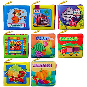 8 Pcs Baby Bath Books, Nontoxic Fabric Soft Baby Cloth Books, Early Education Toys, Waterproof Baby Books for Toddler Infants, Kids Bath Toys Baby Shower Gift