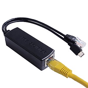 GeeekPi Gigabit USB-C PoE Splitter 48V to 5V IEEE802.3af Power Over Ethernet for Raspberry Pi 4B/3B+/3B,Tablets, Dropcam(48V to 5V 2.4A)