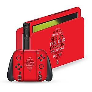 Head Case Designs Officially Licensed AC Milan Typography Art Matte Vinyl Sticker Gaming Skin Decal Cover Compatible With Nintendo Switch OLED Bundle