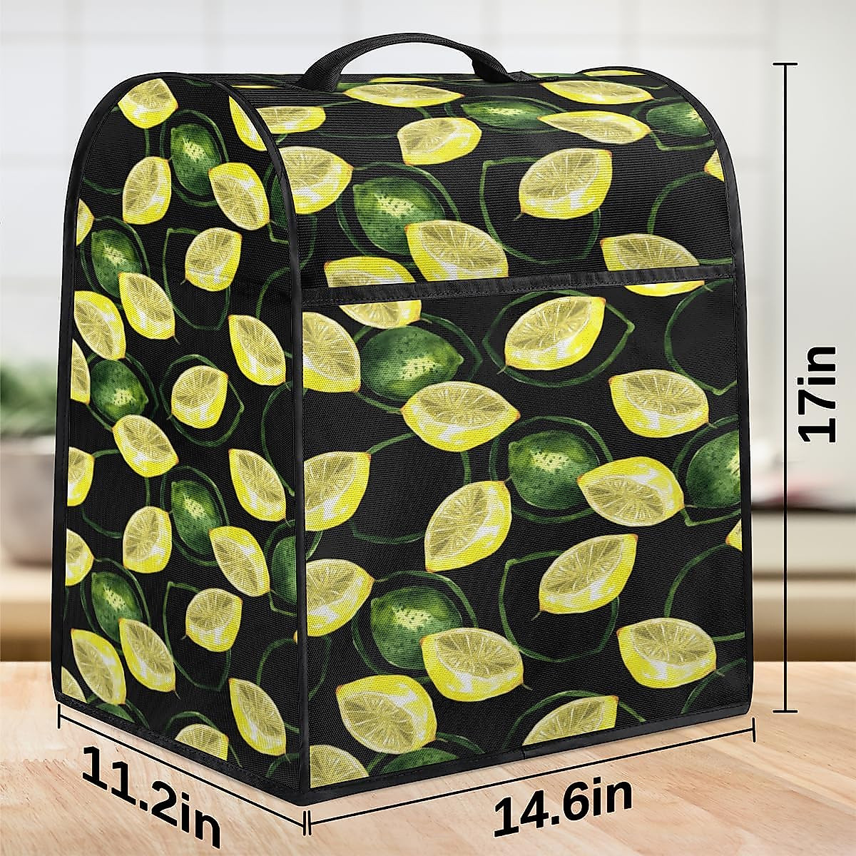 Lemon Slice Appealing Mixer Cover Dustproof Stand Mixer Covers Compatible with 6/7/8 Quart Kitchen Mixer, 4 Pockets for Mixer Accessories